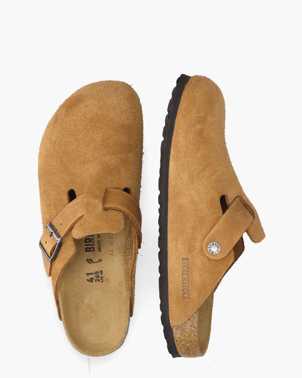 Birkenstock Boston Mixed Leather Cognac Herenslippers - Van Arendonk.be