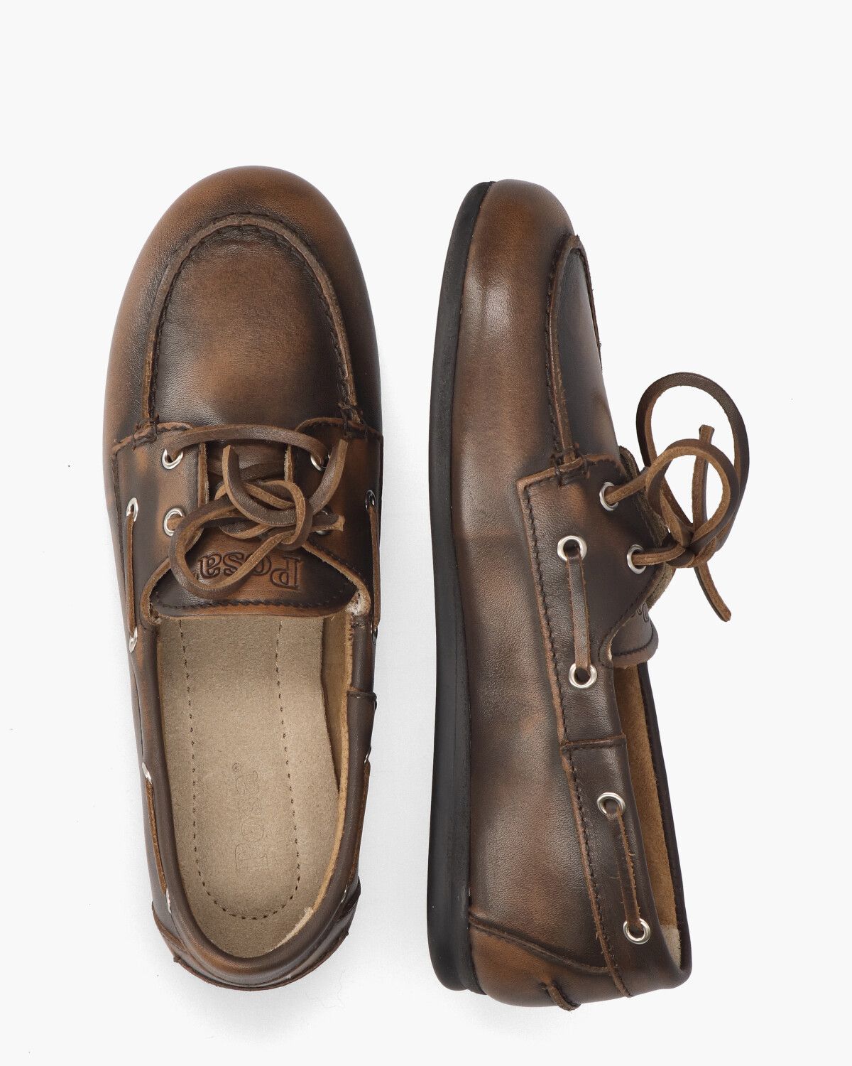 Posa Boat Loafer Brushed Donkerbruin Dames Veterschoenen - Van Arendonk.nl